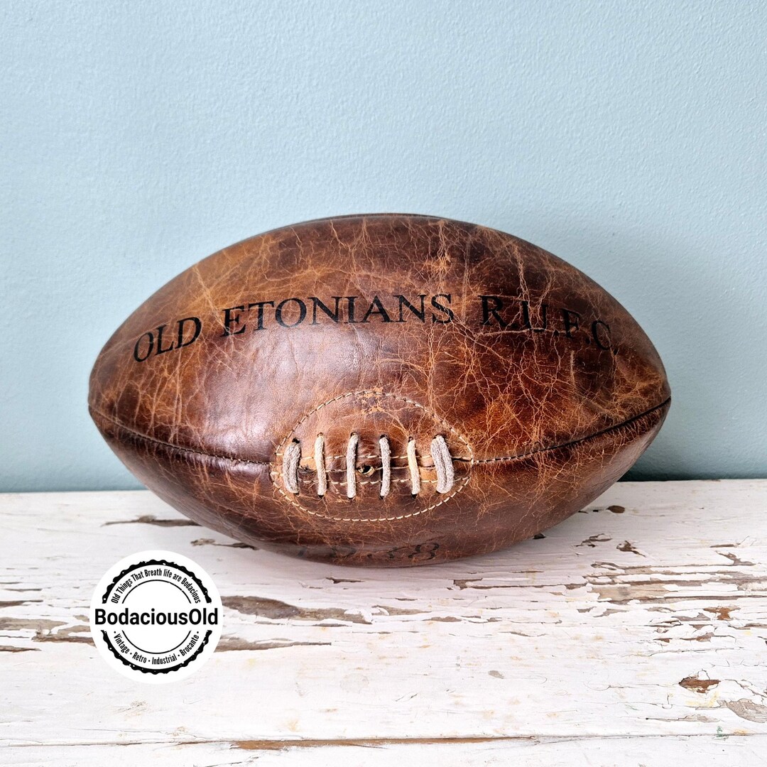 Vintage Leather Rugby Ball | Old Etonians Engeland Sports Collectible ...