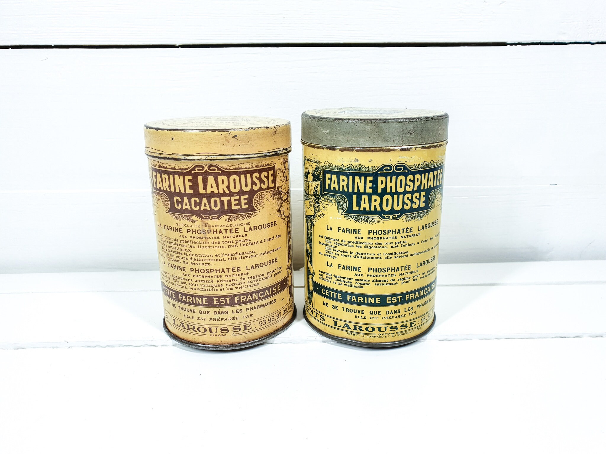 Vintage French powder tin Larousse Bordeaux • old industrial tins ...