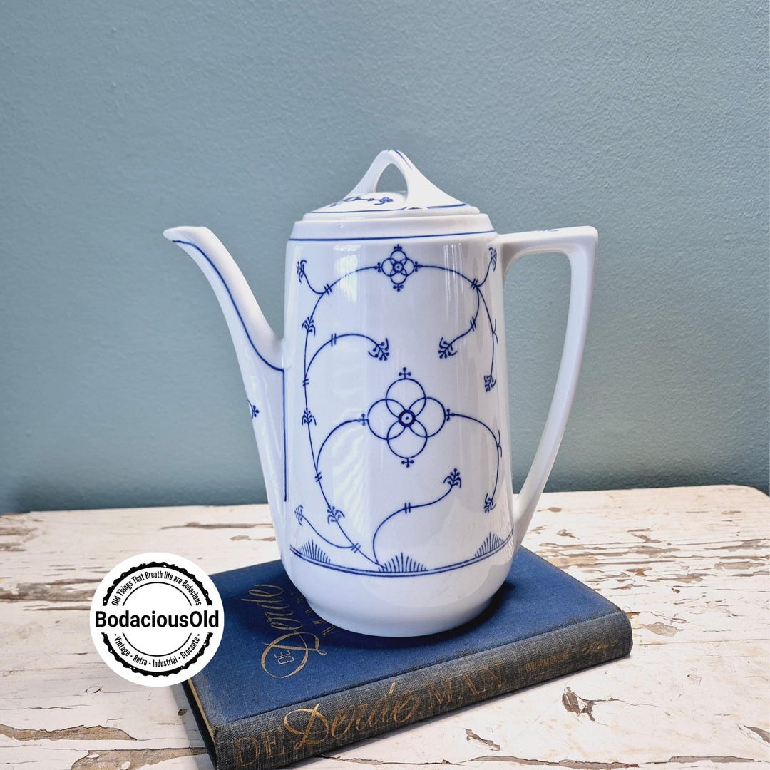 Vintage Porcelain Coffee Pot With Saxon Blue Decor - Jager Eisenberg ...