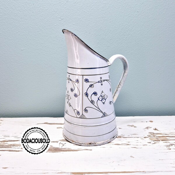 French Enamelware Pitcher - Etsy