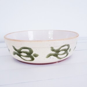 Vintage Ceramic Dish Green Pattern • Retro Glazed Stoneware Bowl • Mid ...
