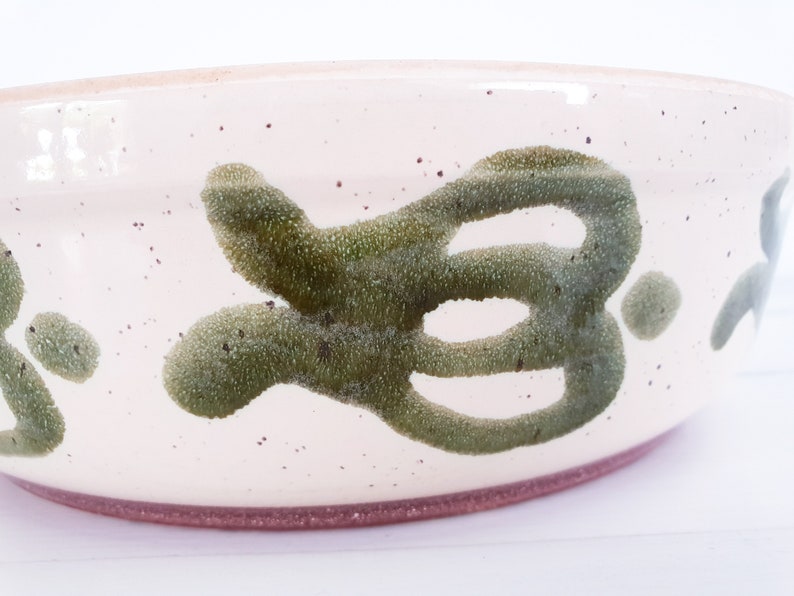 Vintage Ceramic Dish Green Pattern Retro Glazed Stoneware | Etsy