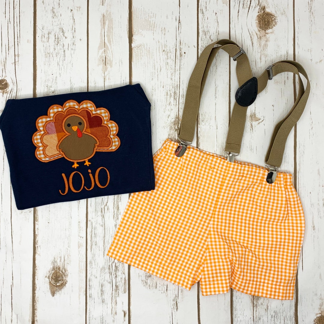 Boys Turkey Shirt, Gingham Pants, Boys Navy Thanksgiving Outfit ...