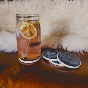 Four Pack Coasters | Decorative Coasters Set of 4 | 3.7" Ceramic ...