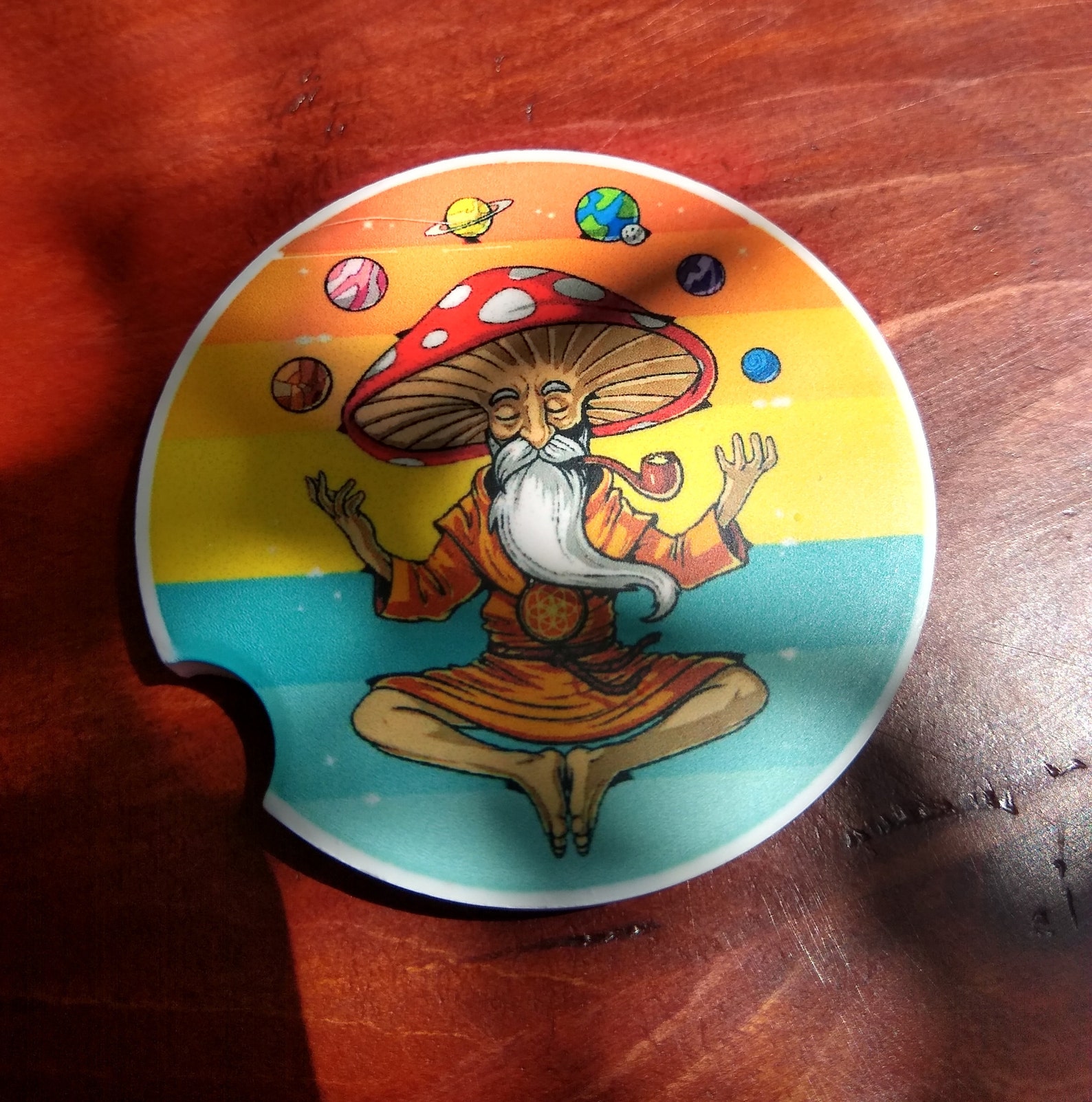 Zen Mushroom Man Car Coaster 2-pack Hippie Car Coasters | Etsy