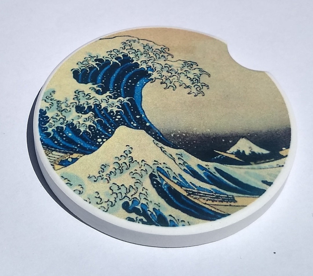 Vintage Japanese Art Car Coaster 2-pack | Great Wave Car Coasters ...