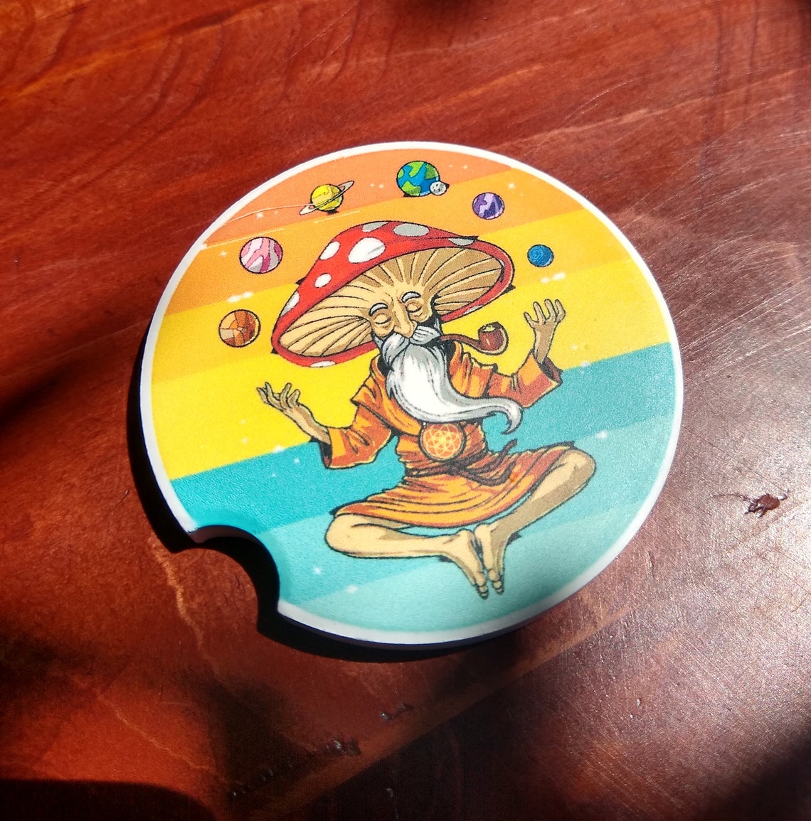 Zen Mushroom Man Car Coaster 2-pack Hippie Car Coasters | Etsy