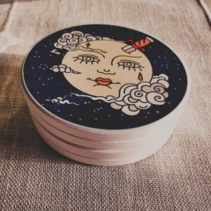 Four Pack Coasters | Decorative Coasters Set of 4 | 3.7" Ceramic ...