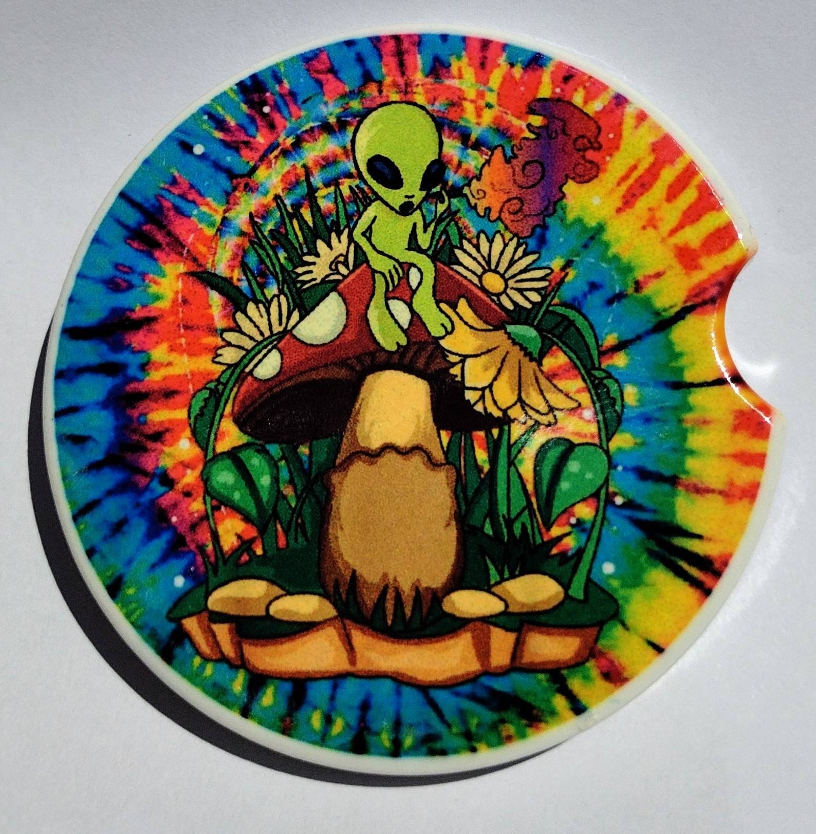 Alien Tie Dye Car Coaster 2-pack: Hippie Trippy Sandstone Coasters - Etsy