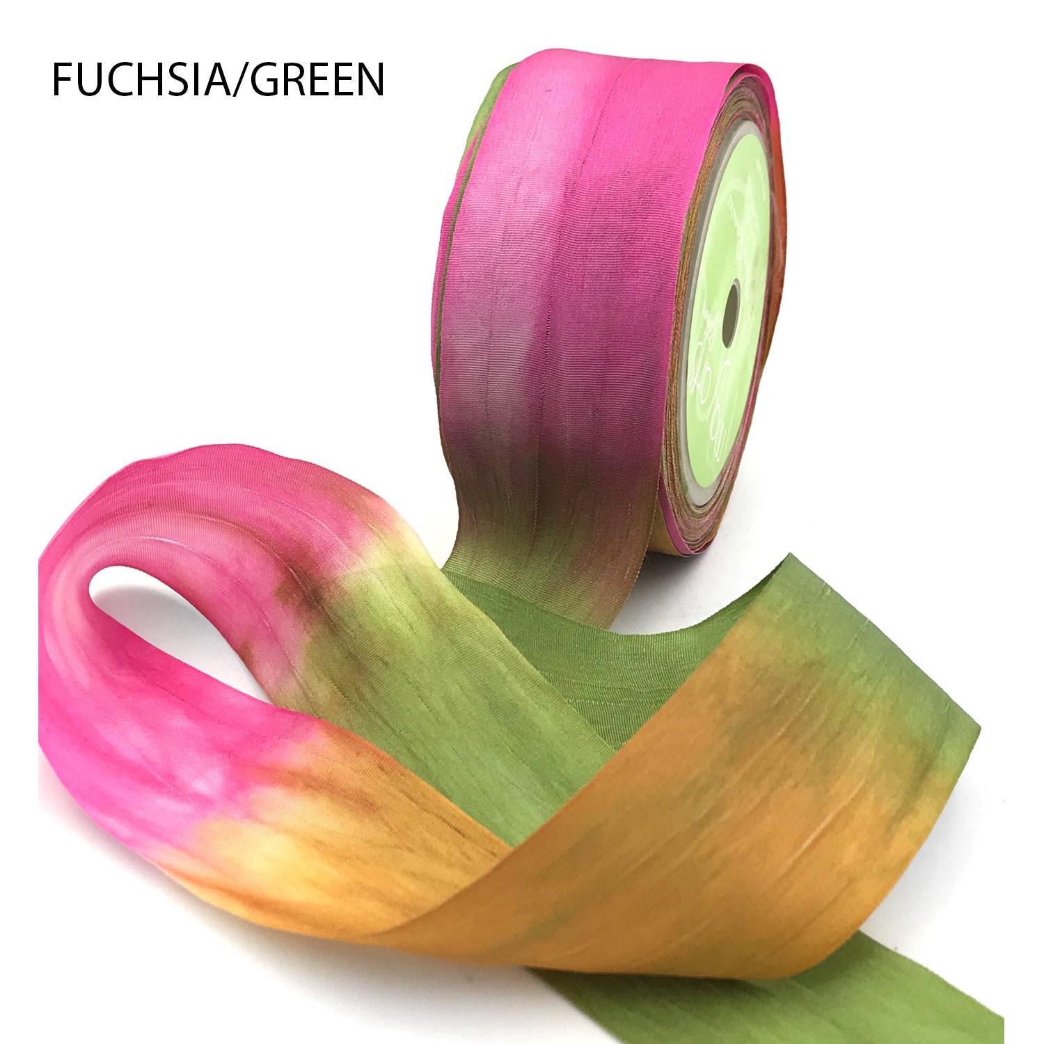 May Arts 1.25 Inch 100% Hand-dyed Variegated Multi-color Silk Ribbon ...
