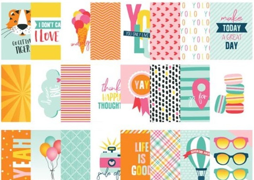 FUNDAY - 30 3x4 Journal Cards, OR 12 4x6 Journal Cards, Project Life ...
