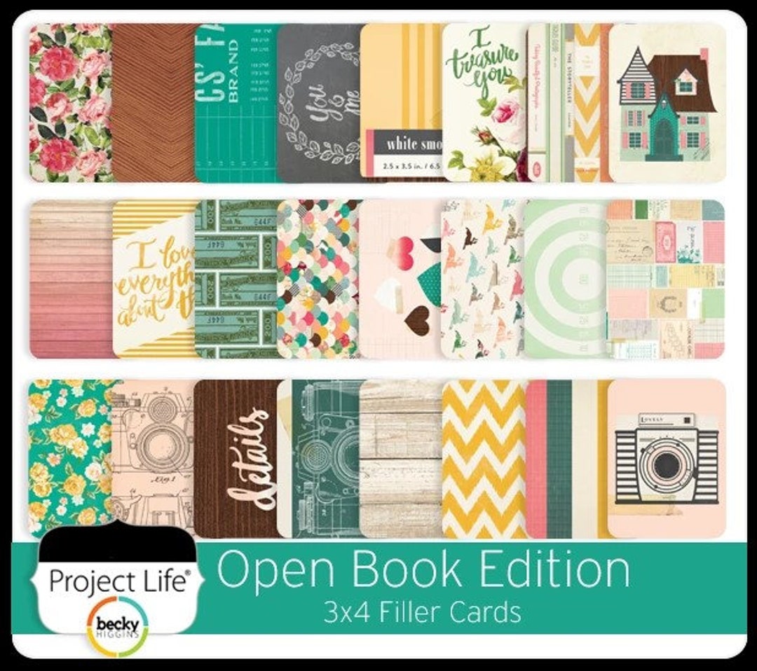 OPEN BOOK 25 3x4 Planner Cards, OR 12 4x6 Planner Cards, Journal Cards ...