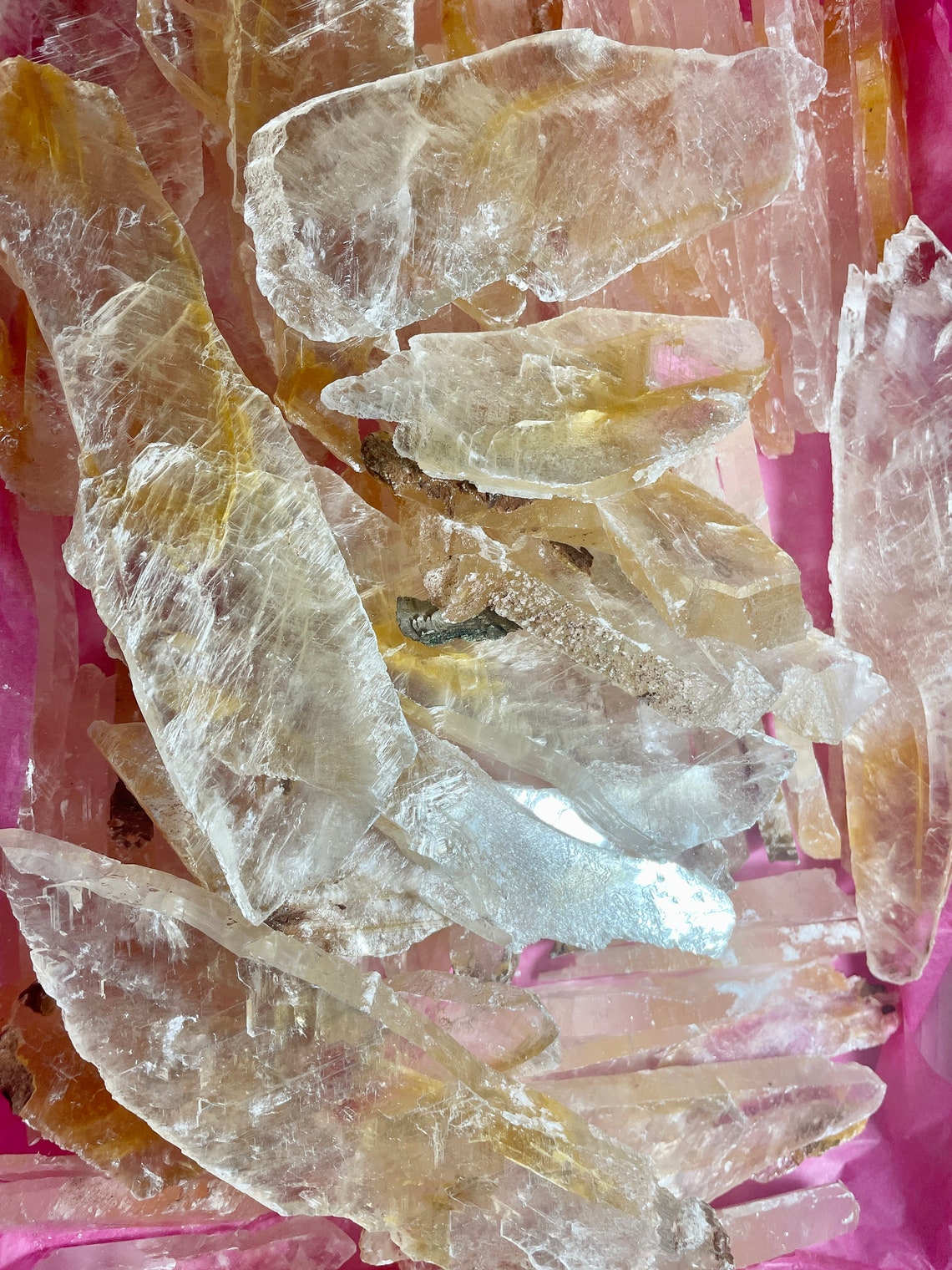 Golden Phantom Selenite, Rare! Golden Ray Selenite, Arkansas Golden ...