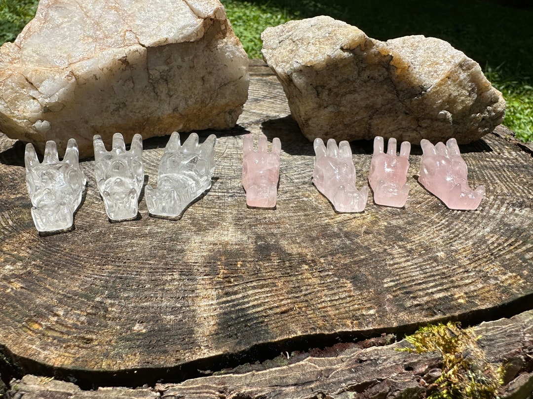 Rose Quartz Dragon, Clear Quartz Dragon, Carved Rose Quartz Dragon ...