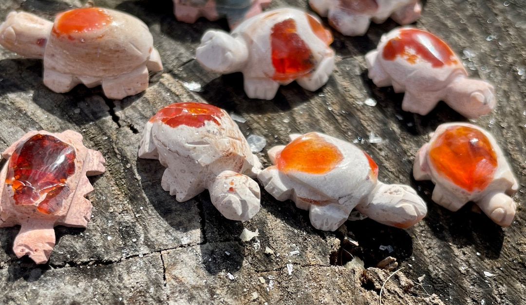 Mexican Fire Opal, Fire Opal Turtles, Carved Mexican Fire Opal, FOT1/28 ...