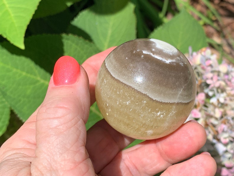 Yellow Gray and White Calcite Sphere Calcite Sphere - Etsy