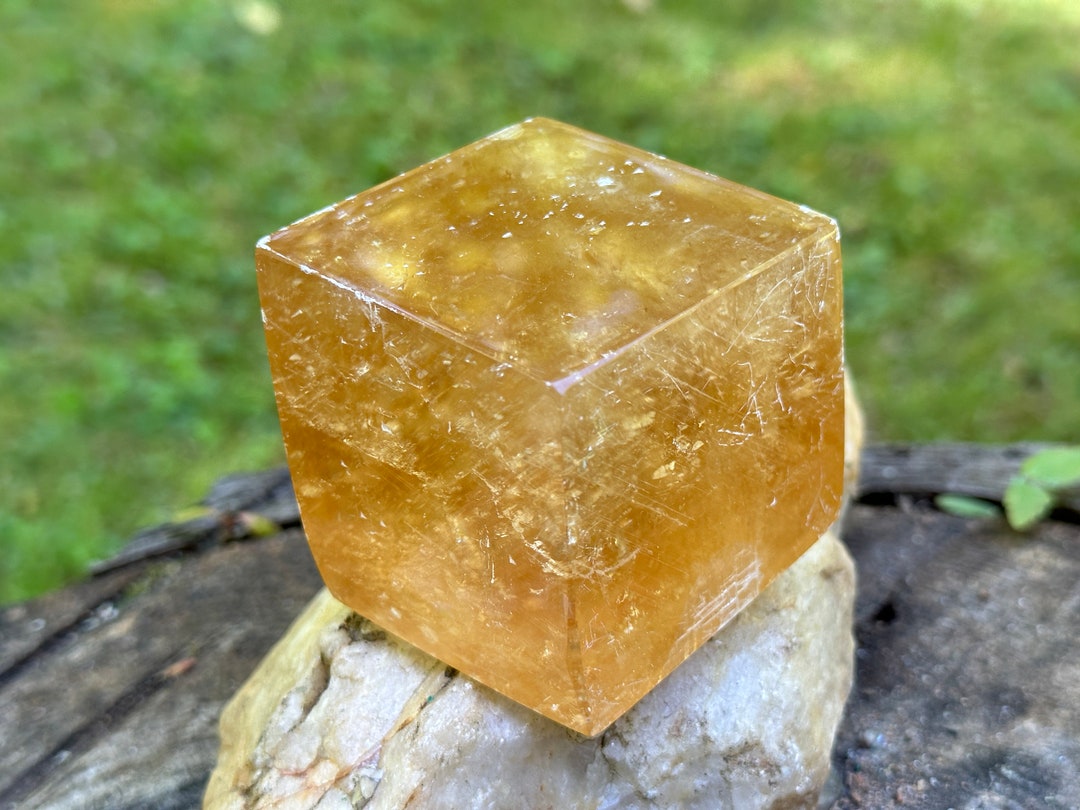 Large! Golden Calcite, Golden Optical Calcite, Rainbows! Honey Calcite ...