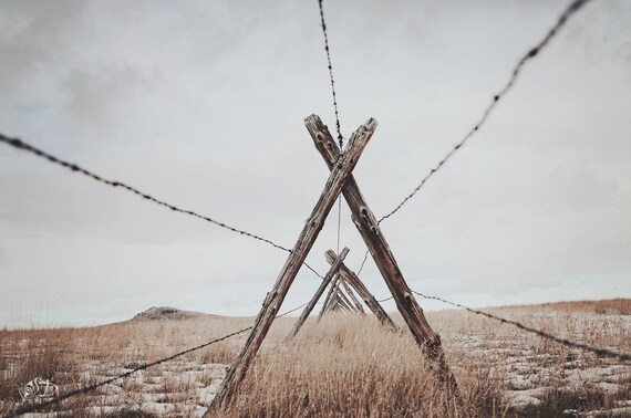 Perspectives barbed wire fence jack fence rustic photo | Etsy