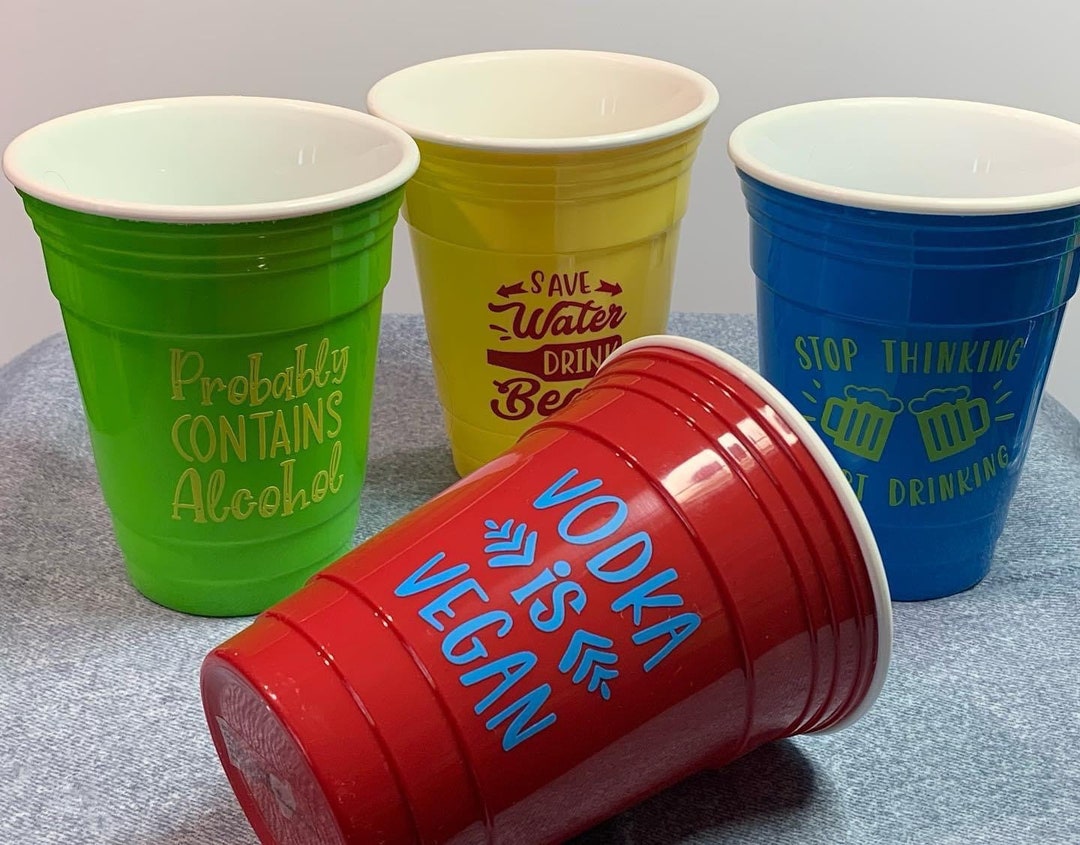 Set of 4 Reusable Plastic Cups - Etsy