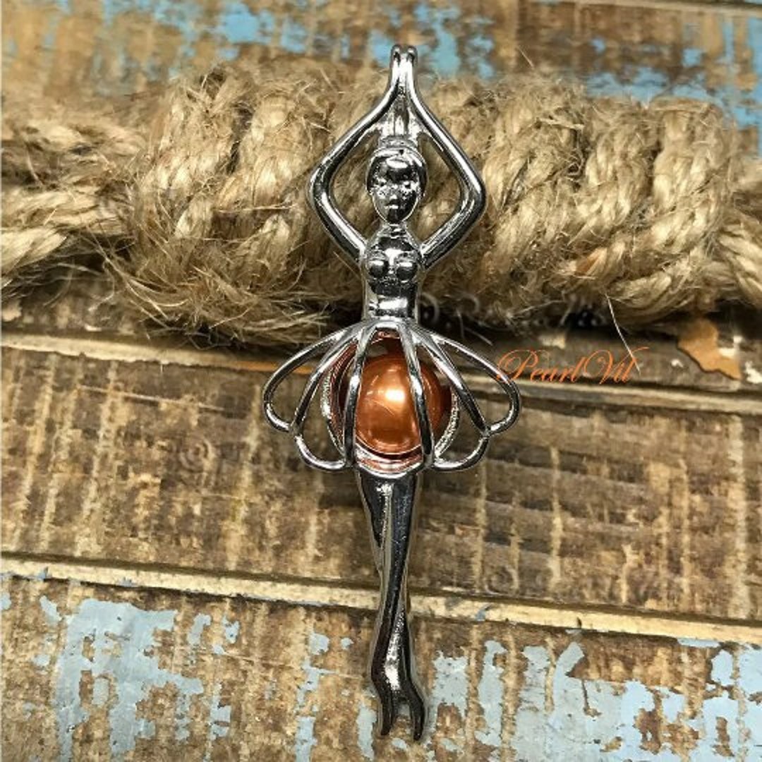 Love Dancing Ballerina - Locket Pearl Cage Pendant for 6-8mm Pearl ...