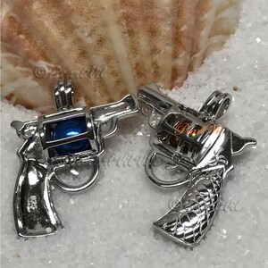 Revolver Pistol Gun - Locket Pearl Cage Pendant for 6-8mm Pearl - Solid ...