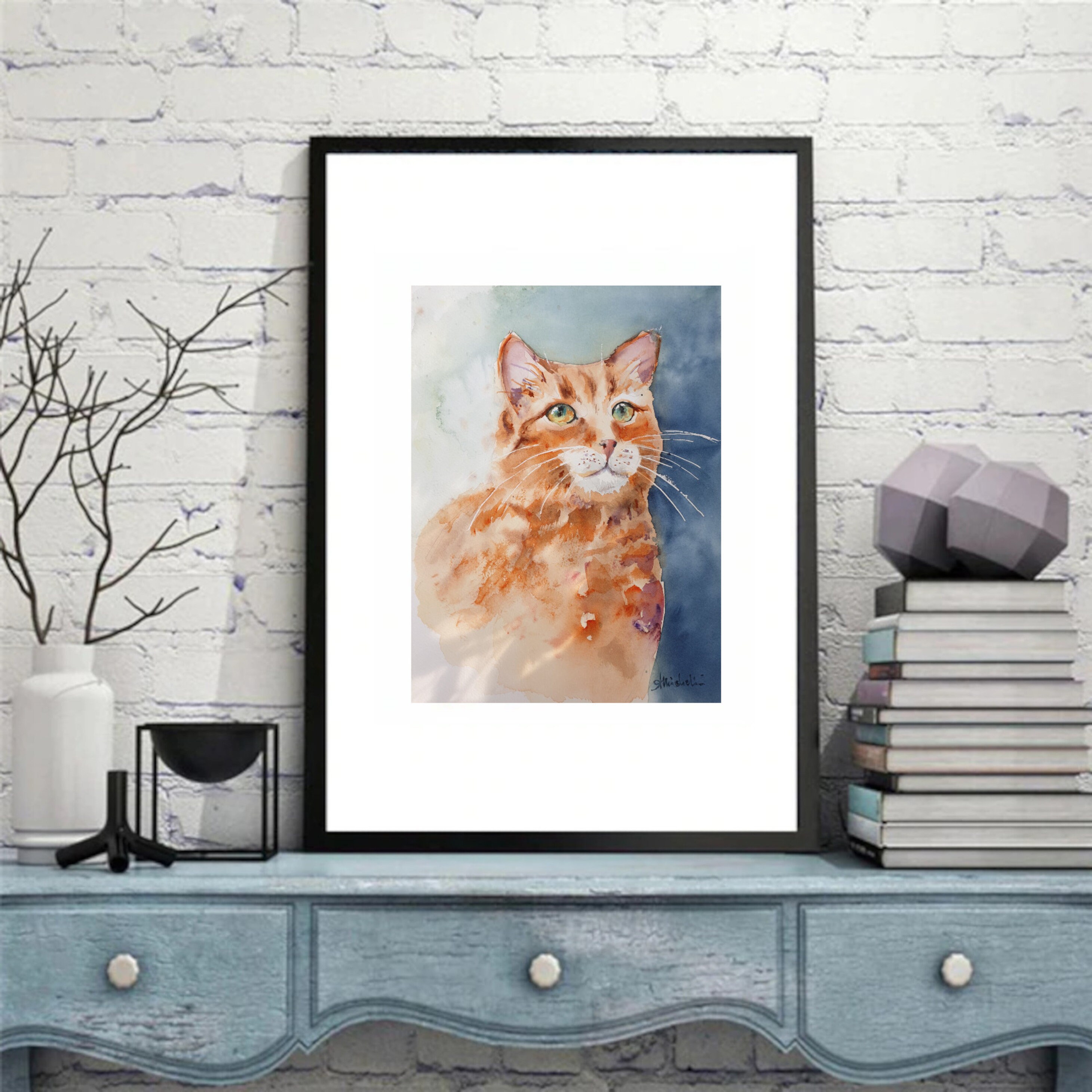 Ginger Cat Portrait Ginger Cat Watercolor Paintingpet - Etsy
