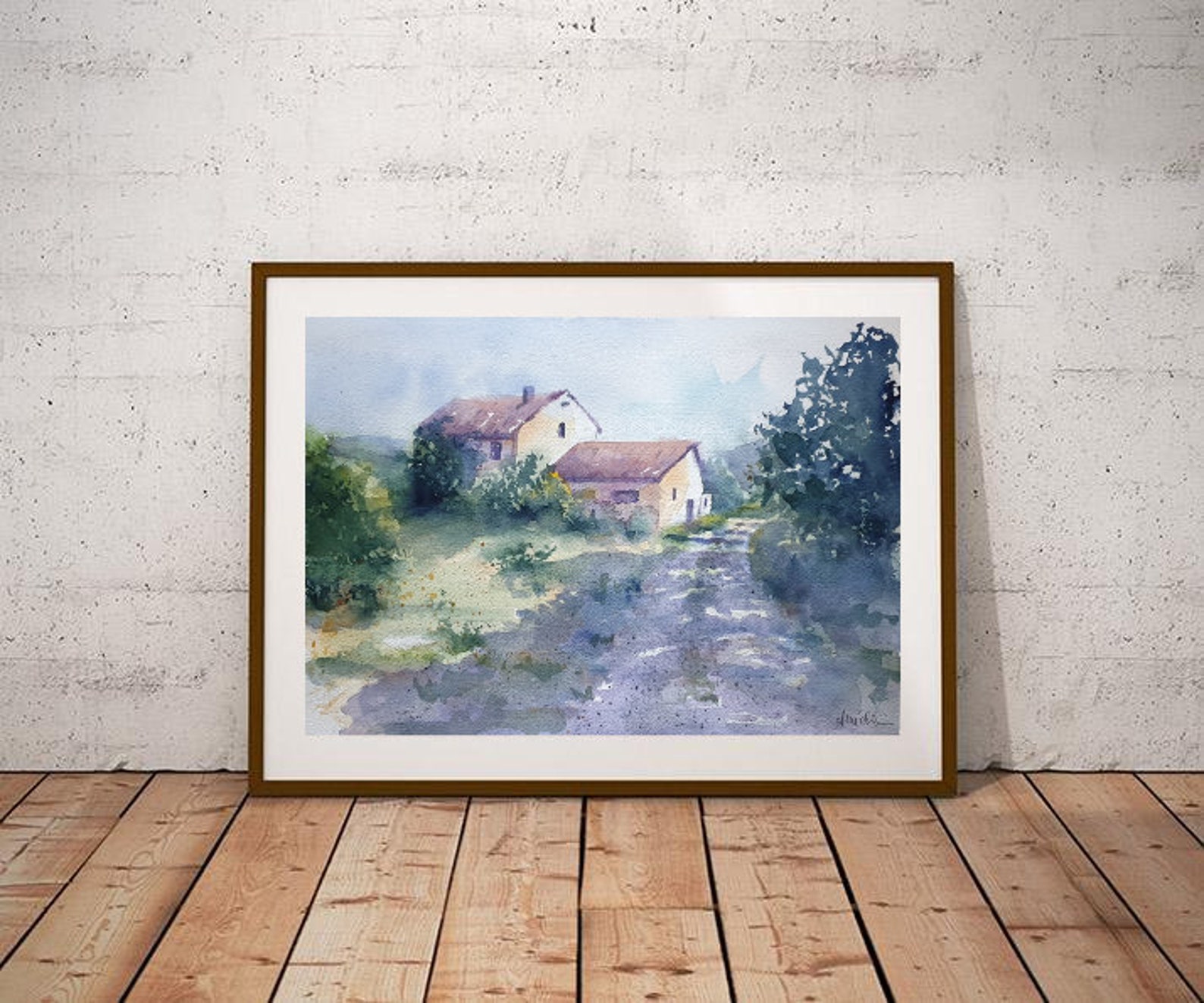 Farmhouse Watercolor Painting Barn Sunset Art Rural - Etsy