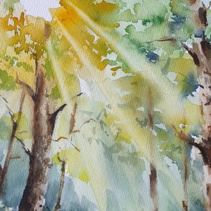 Original Watercolor Painting of Forest in Spring Undergrowth With ...