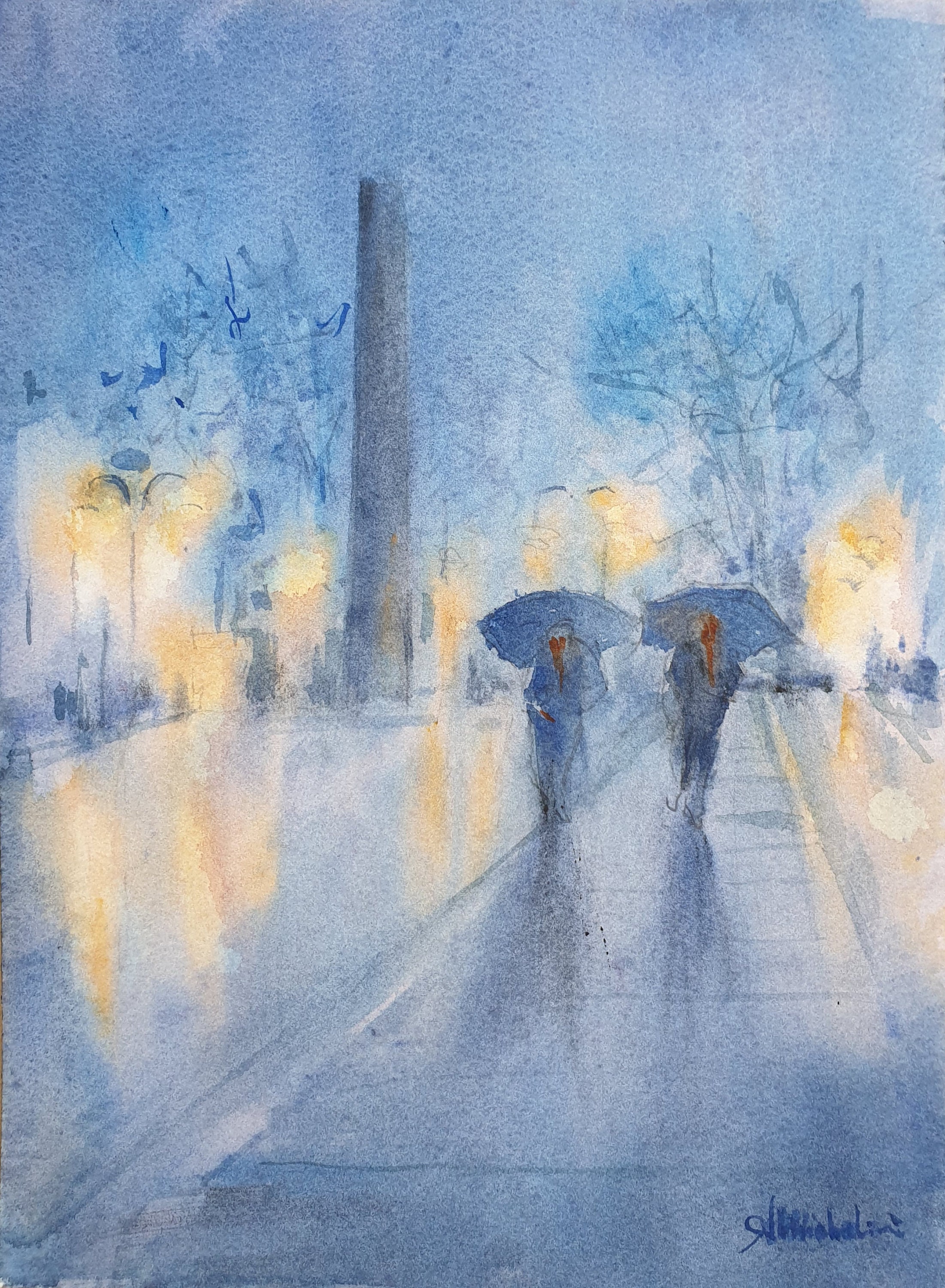 Rain Painting Watercolor