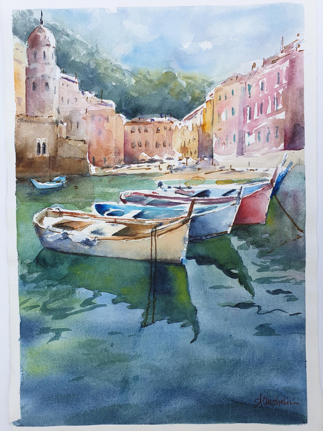 Vernazza Original Watercolor Painting, Cinqueterre Italy Wall Art ...