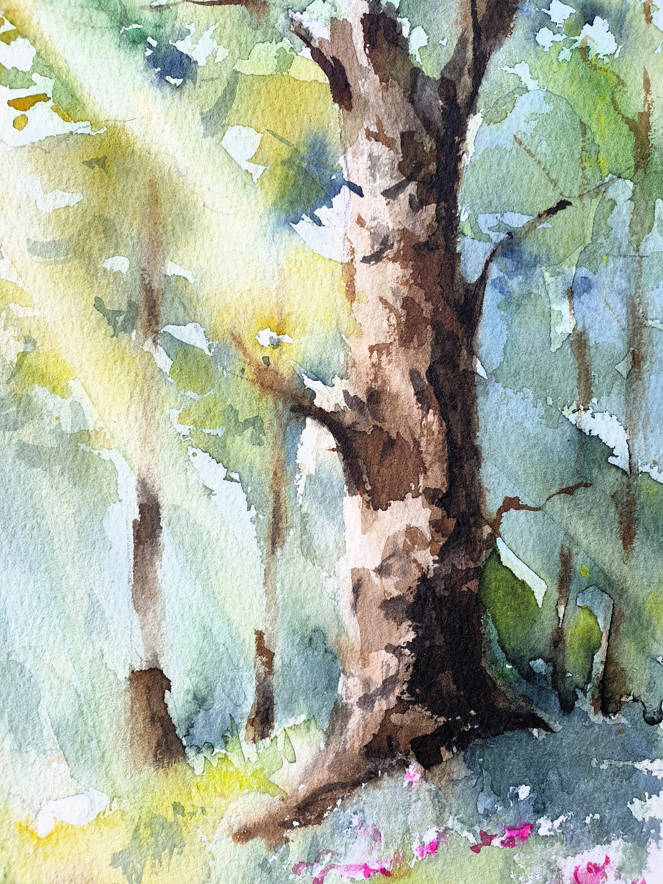 Original Watercolor Painting of Forest in Spring Undergrowth With ...