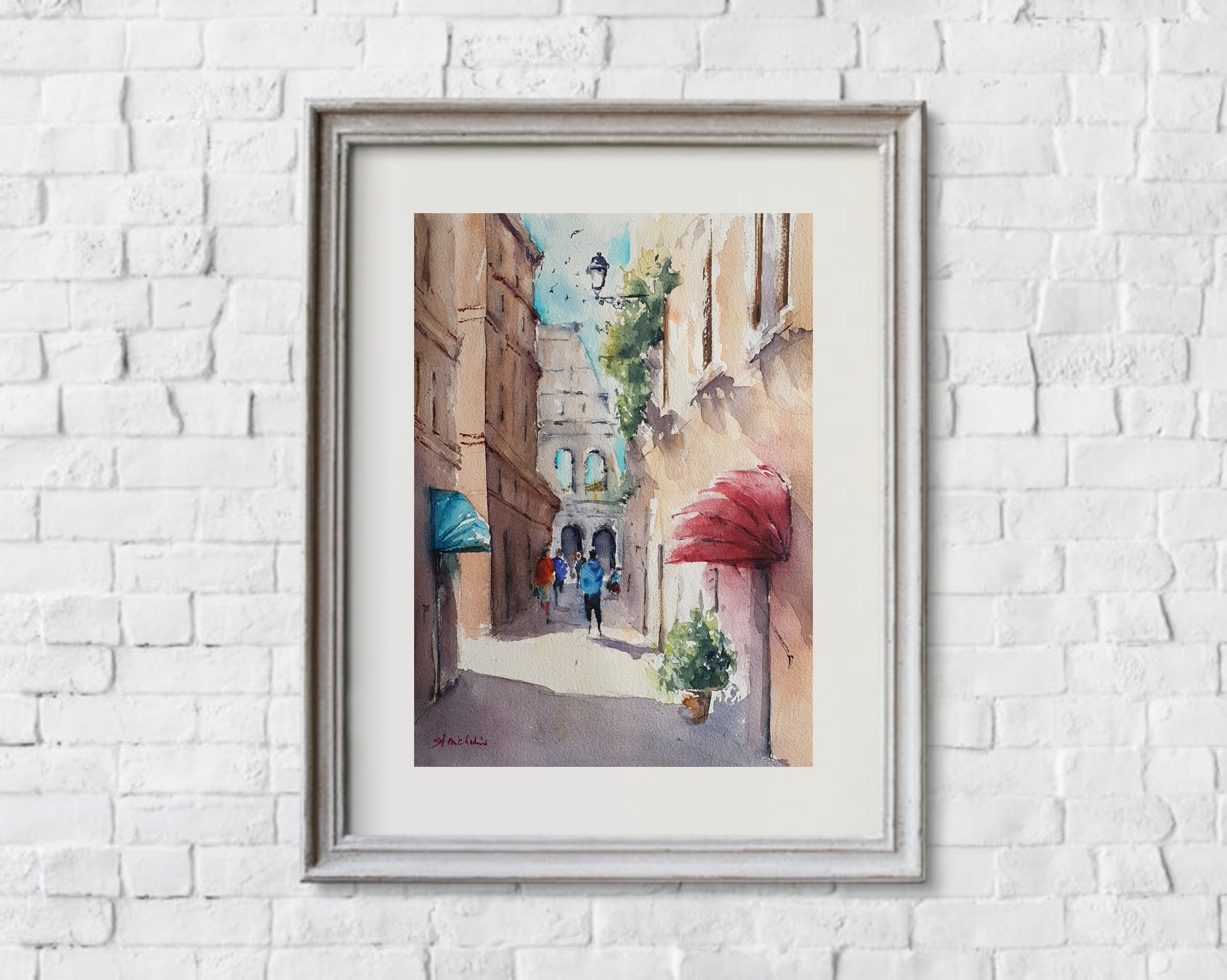 Rome Original Watercolor Rome Italy Painting Rome Alley With - Etsy