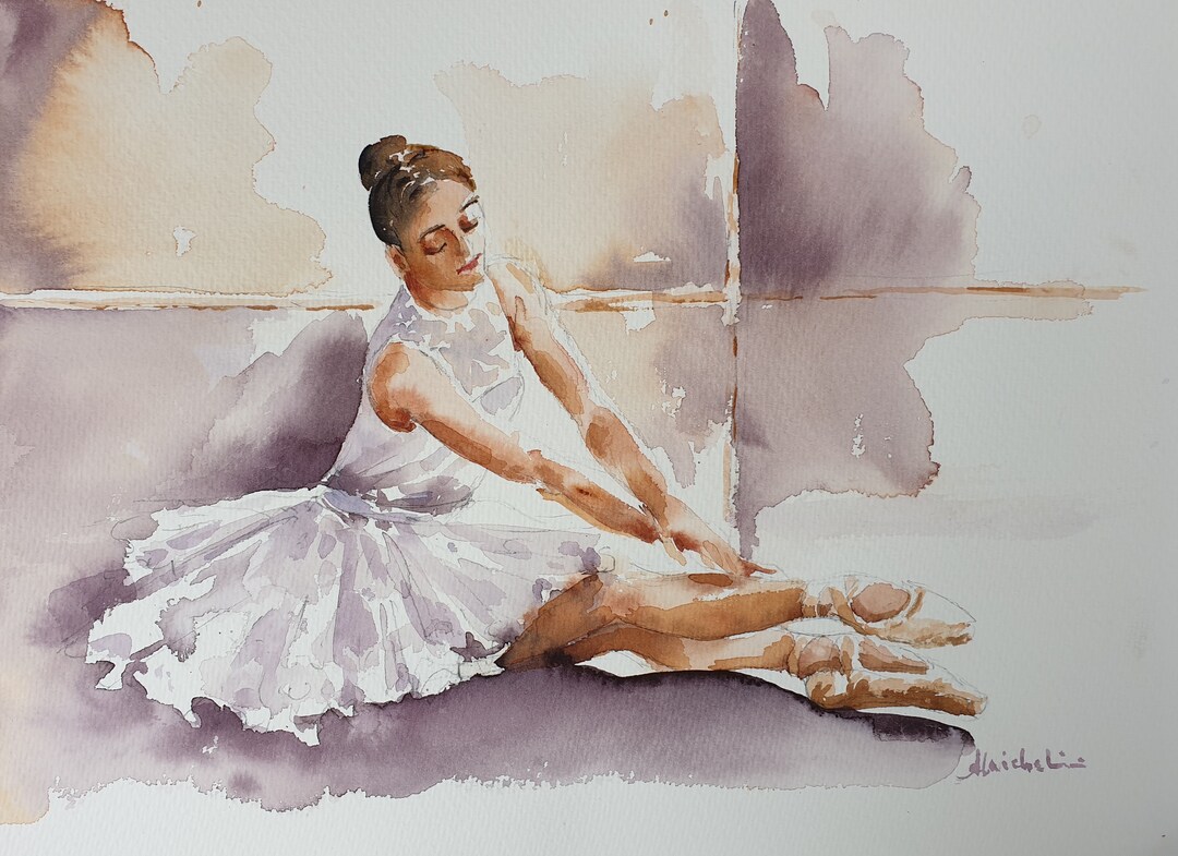 Ballerina Original Watercolor Painting, Classical Ballet Dancer ...