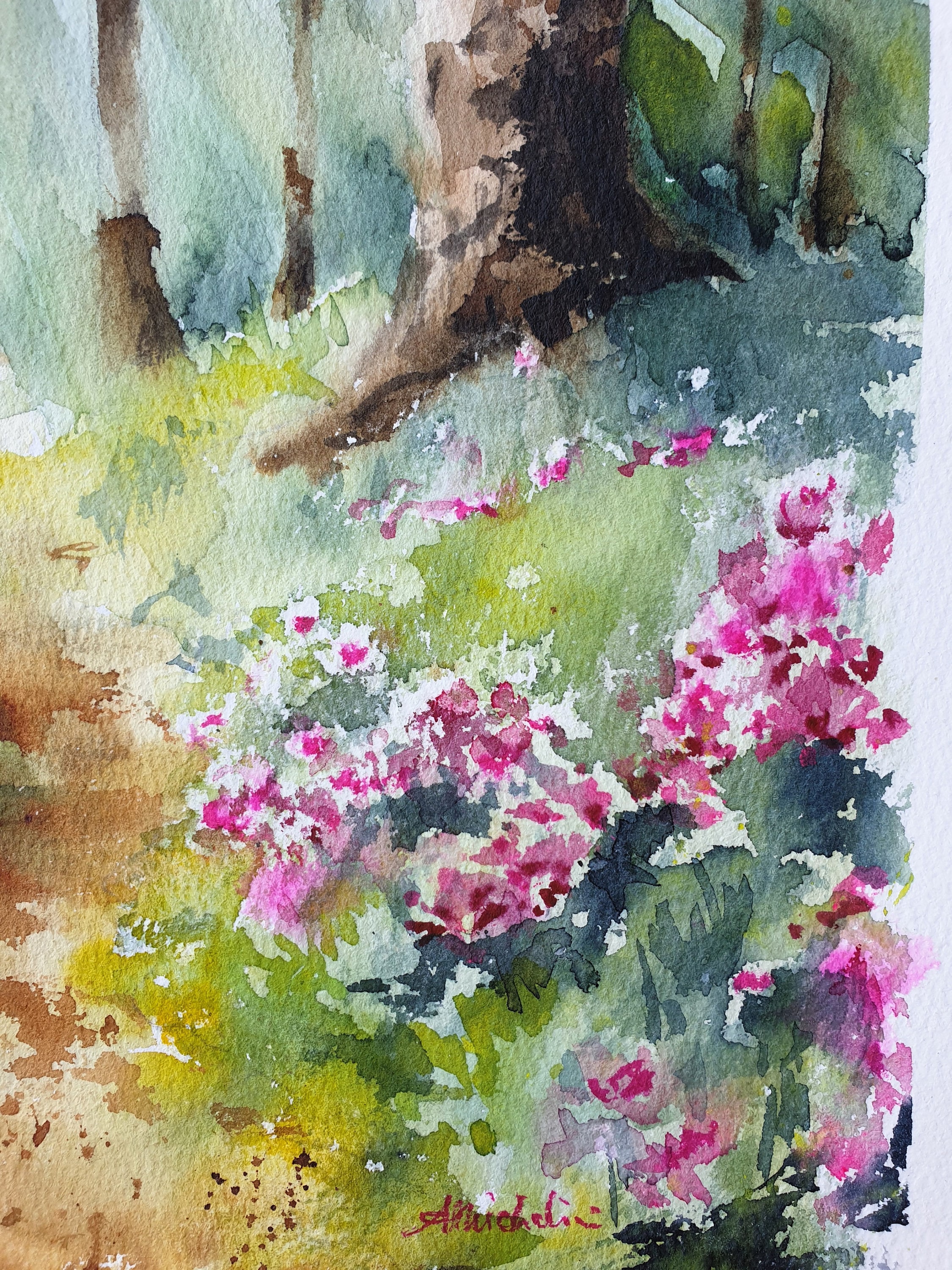 Original Watercolor Painting of Forest in Spring Undergrowth With ...