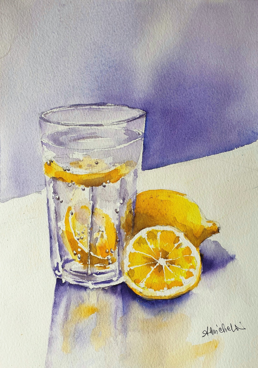 Lemonade Watercolor Painting Lemon Drink Kitchen Wall Art - Etsy