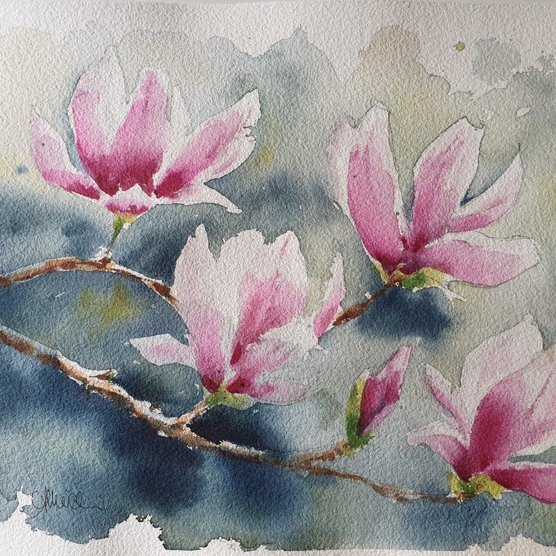 Magnolia Watercolor - Etsy