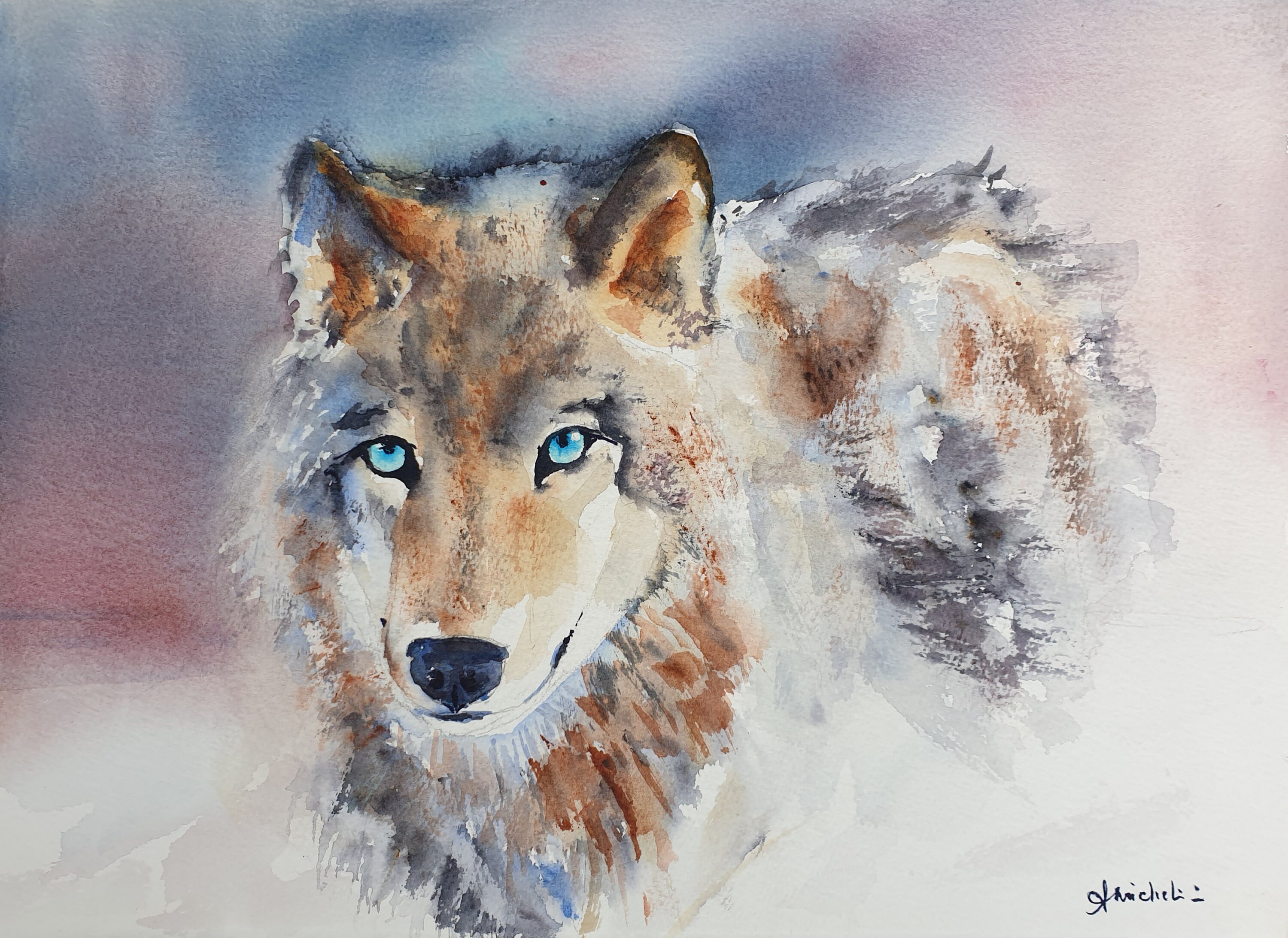 Grey Wolf Painting