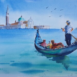 Gondola in Venice Original Watercolor, Italian Cityscape Artwork ...