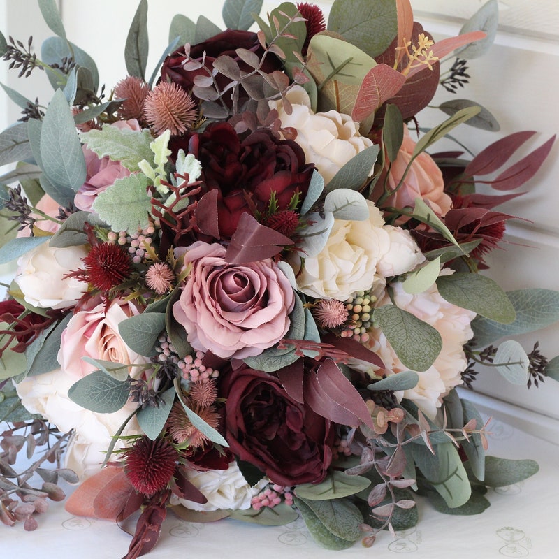 Burgundy Blush Wedding Bouquet - Etsy