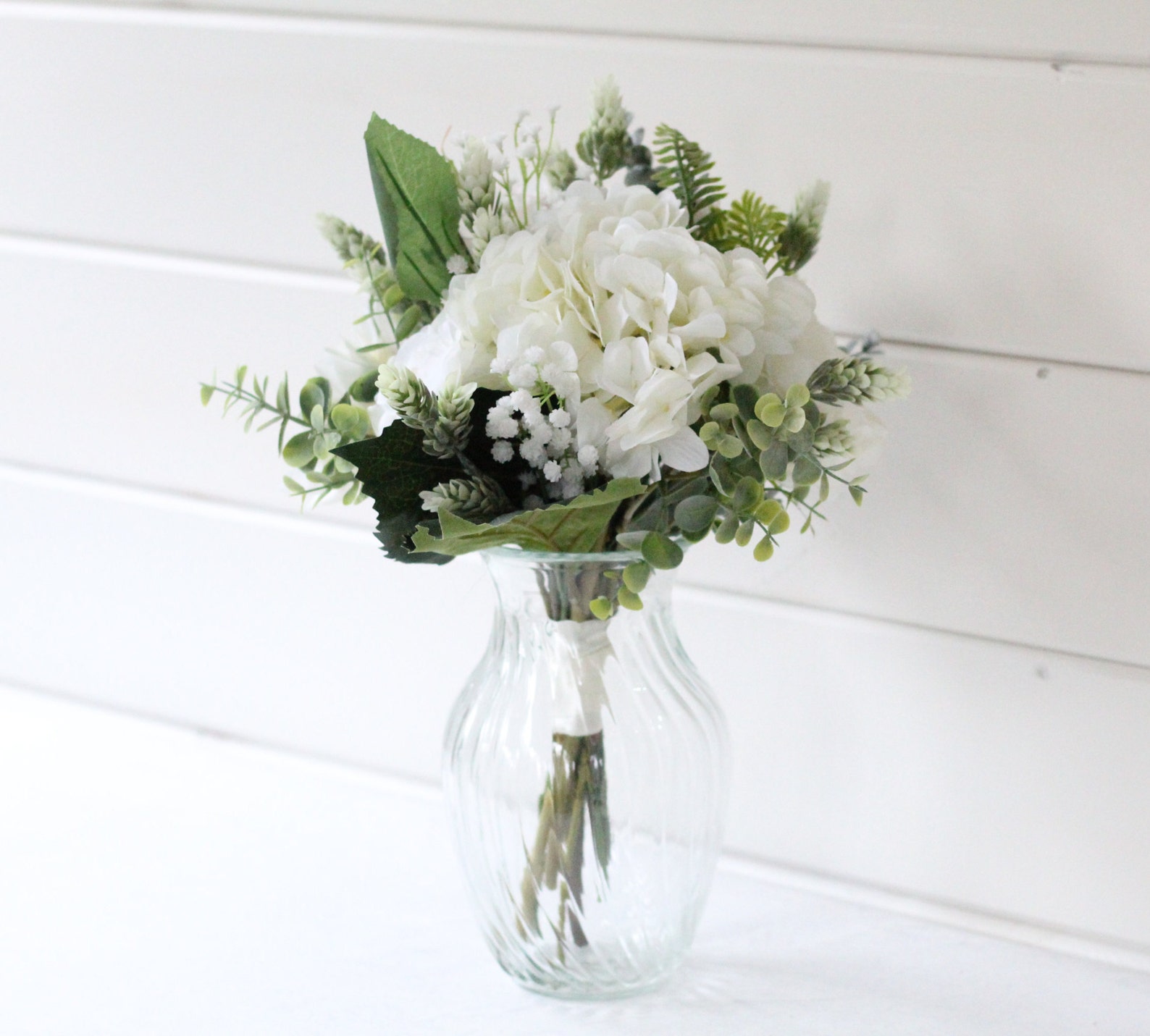 Artificial Ivory Flower Vase Arrangement Birthday Gift Faux | Etsy UK