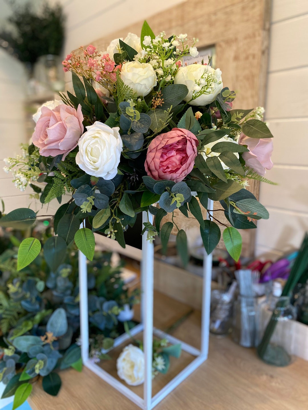Artificial Dusty Pink Table Centerpiece, Mauve Arrangement for Gold ...