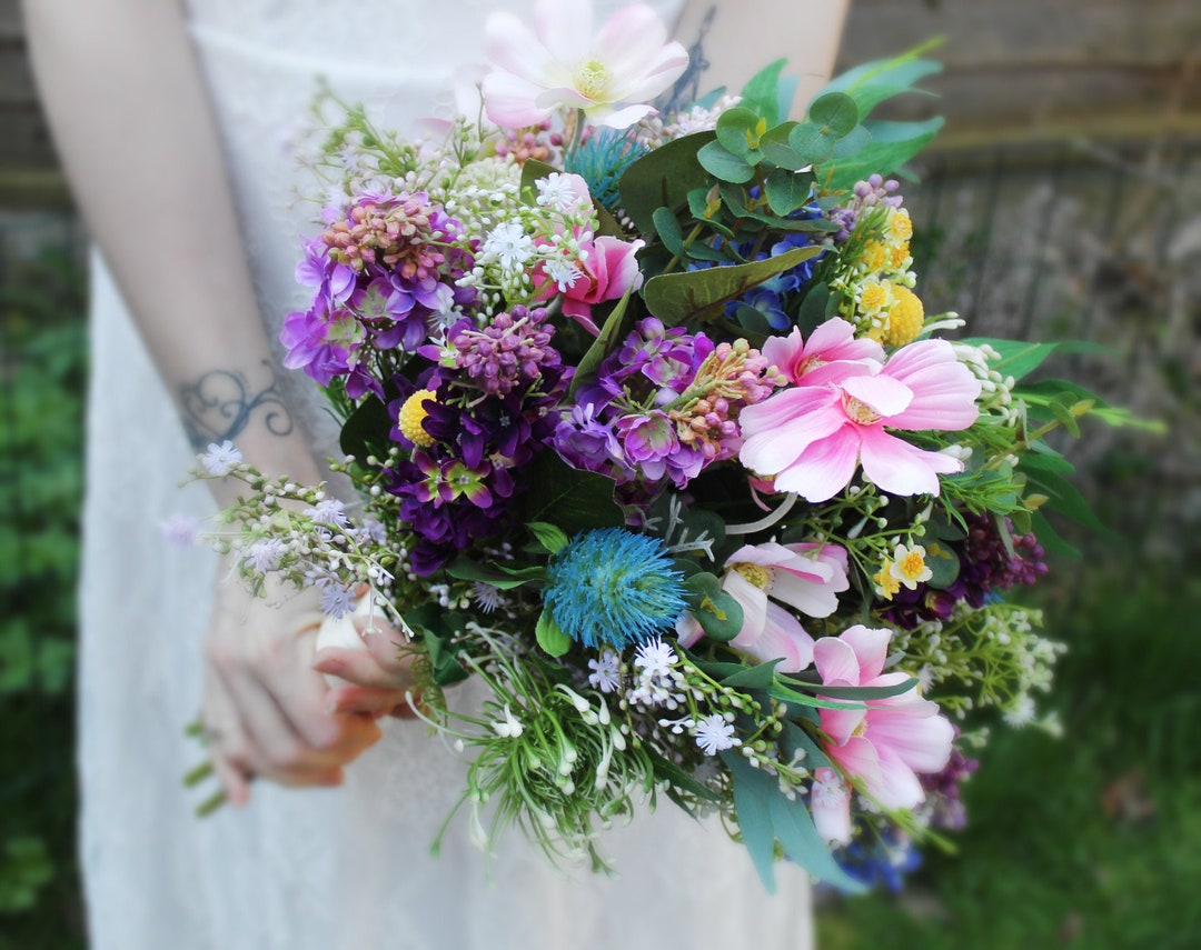 Bloom Artificial Spring Wedding Flower Bouquet-artificial Pink - Etsy UK