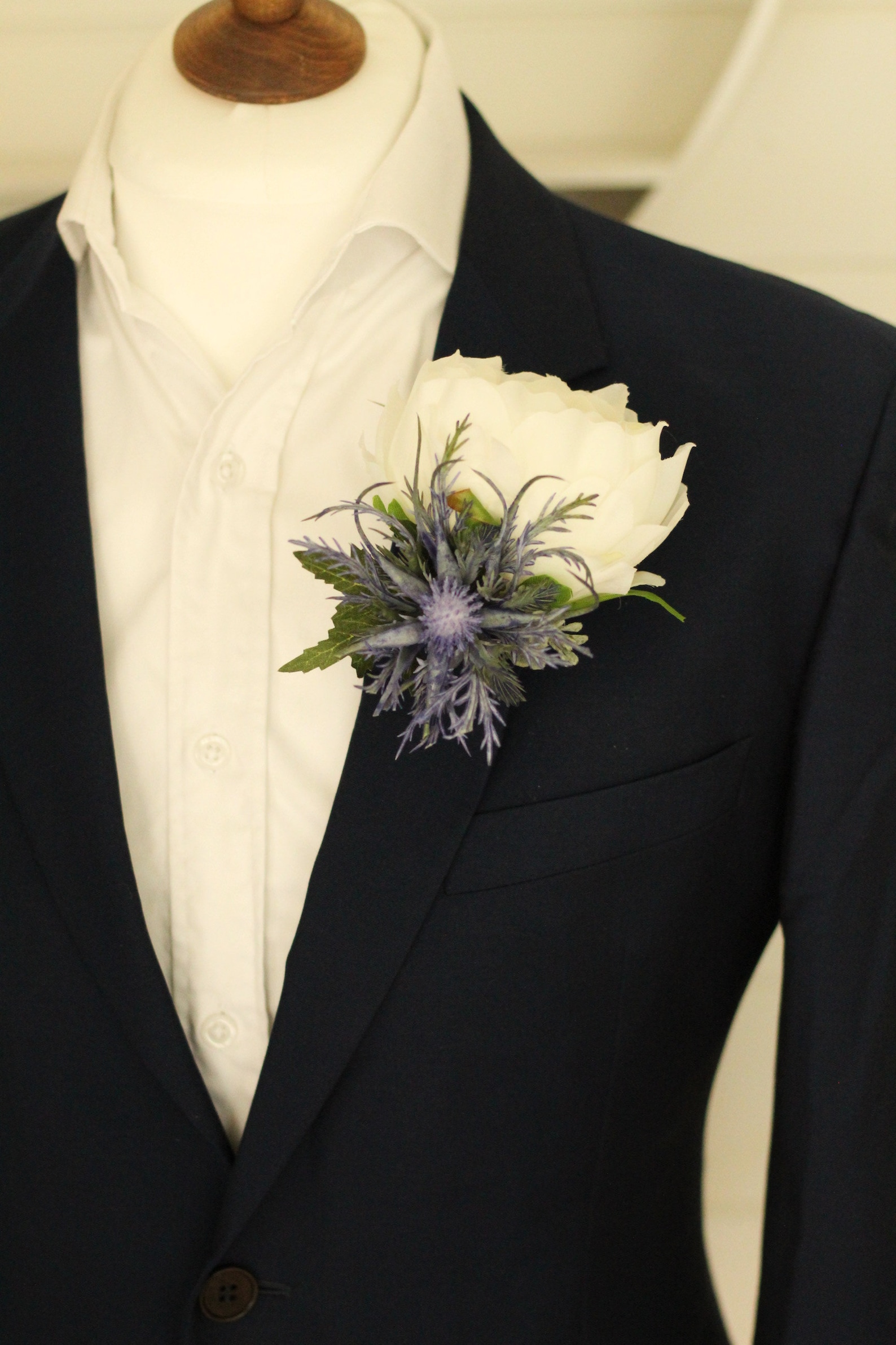 Scottish Artificial Ivory Peony Bridal Bouquetwedding Thistle | Etsy