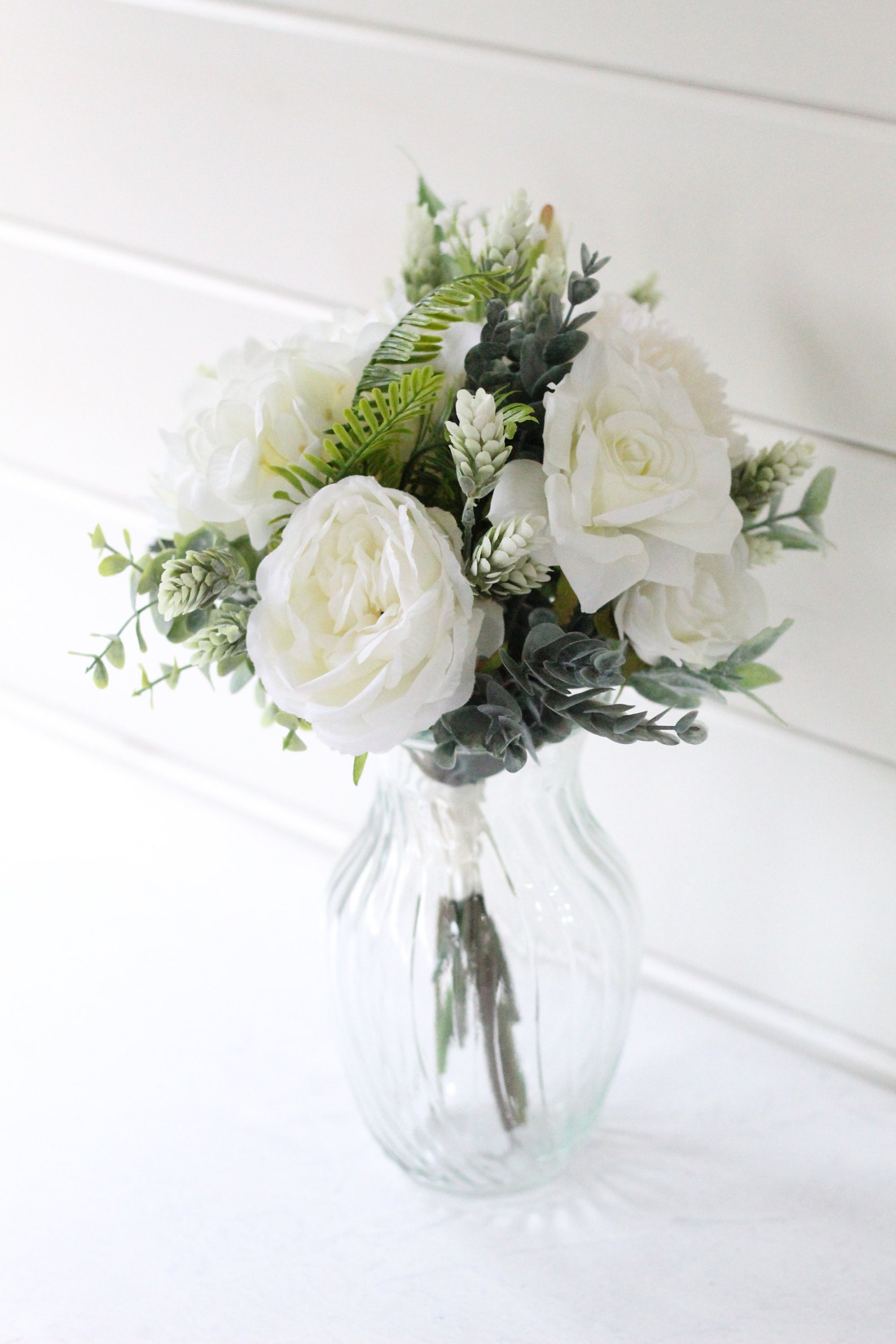 Artificial Ivory Flower Vase Arrangement Birthday Gift Faux | Etsy UK