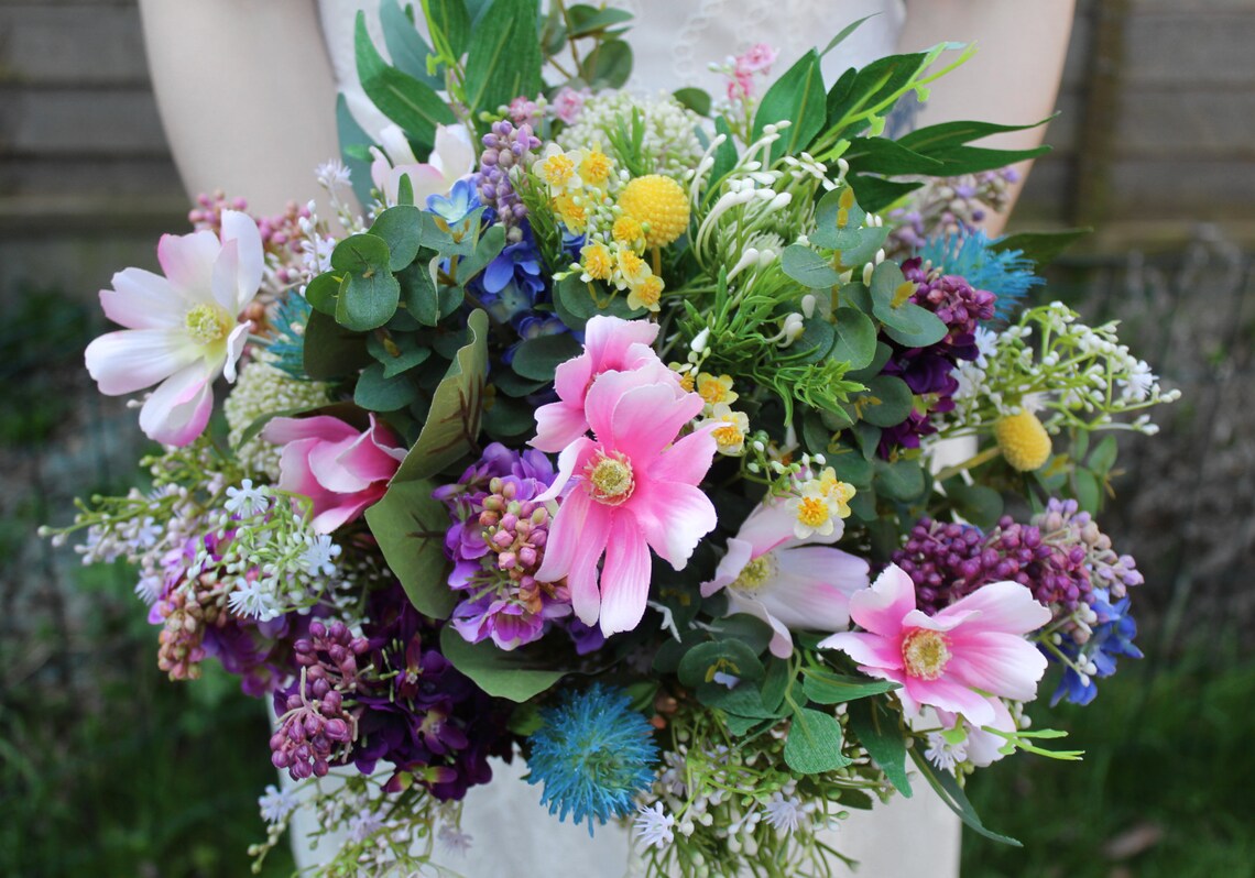 Bloom Artificial Spring Wedding Flower Bouquet-artificial Pink - Etsy UK