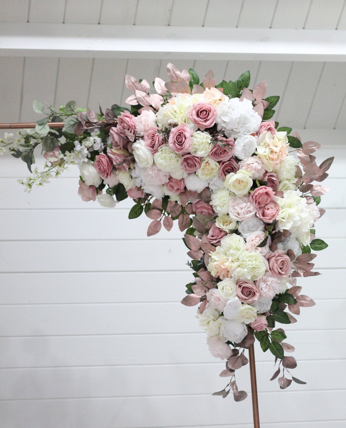 Artificial blush pink flower arch arrangement Rose gold faux | Etsy