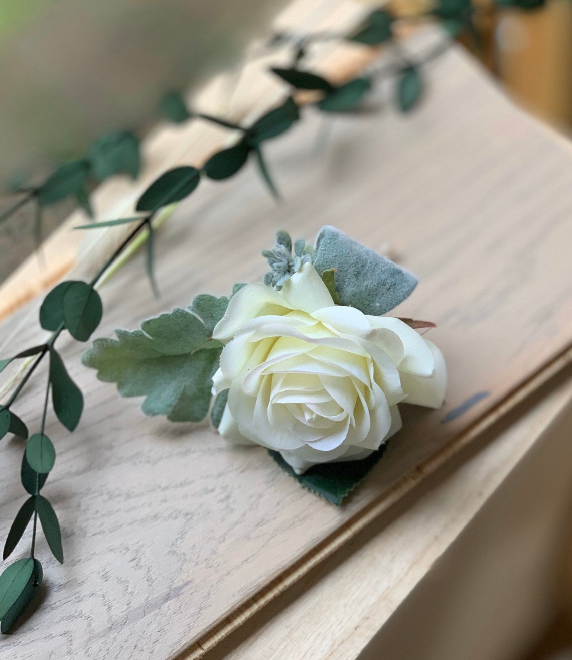 Real Touch Ivory Rose Grooms Buttonhole Faux Flower Groomsmen - Etsy UK