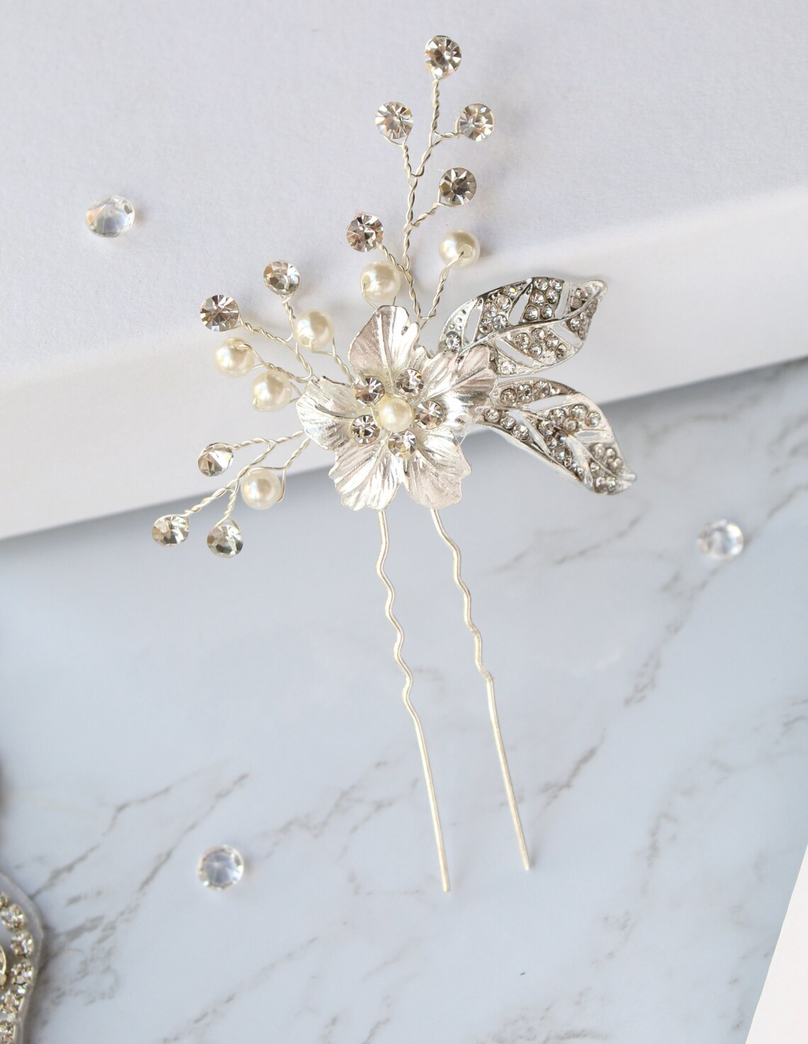 Silver Bridal Hair Pins Rose Gold Hair Pin Bridesmaid | Etsy