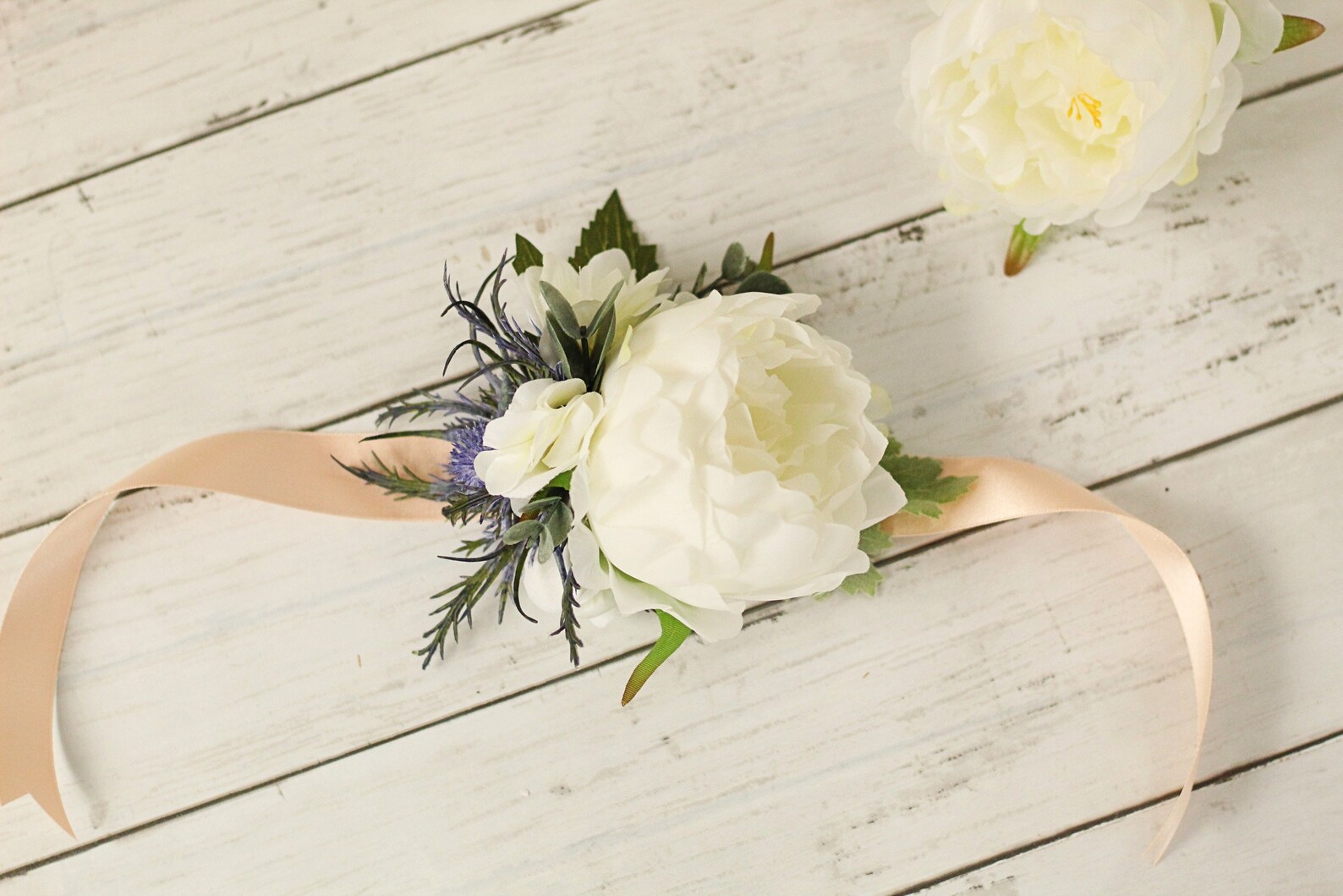 Scottish Artificial Ivory Peony Bridal Bouquetwedding Thistle | Etsy