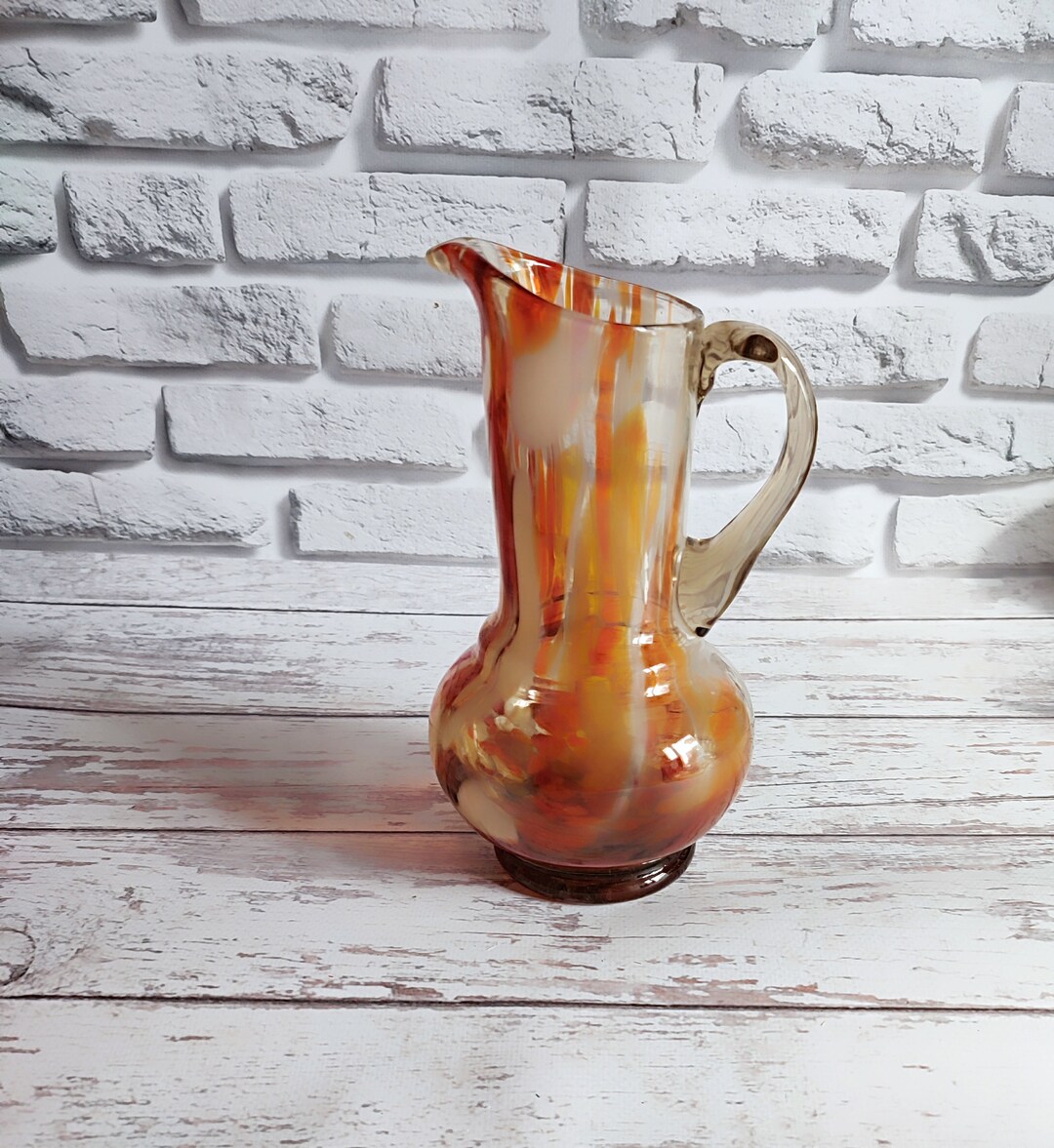 Vintage Ukrainian Glass Jug From 1950's Lviv Glass Factory, Retro ...